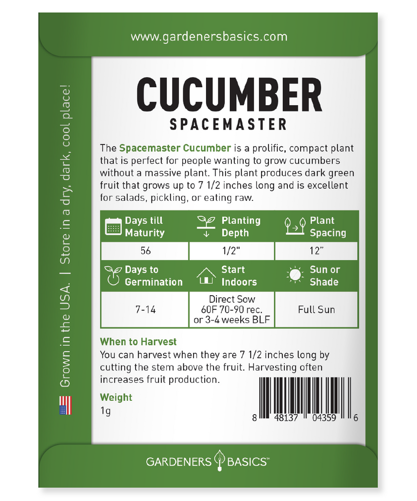 Spacemaster Cucumber Seeds: Compact & High-Yielding for Urban Gardens ...
