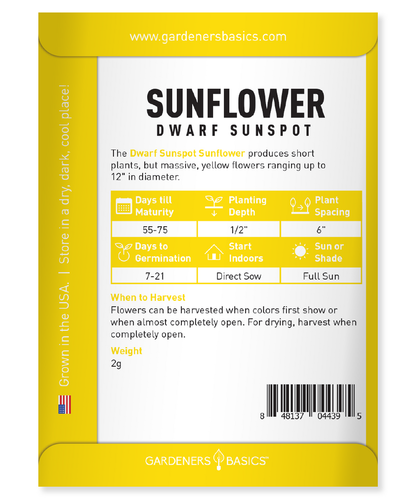 Sunspot Sunflower Seeds for Sale - Dwarf Sunflowers for Your Garden – Gardeners Basics