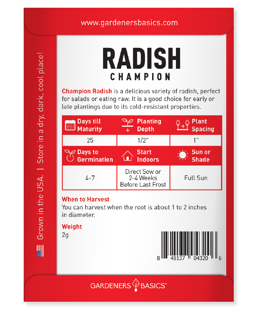 Heirloom Champion Radish Seeds For Planting: Sow, Grow, and Harvest ...