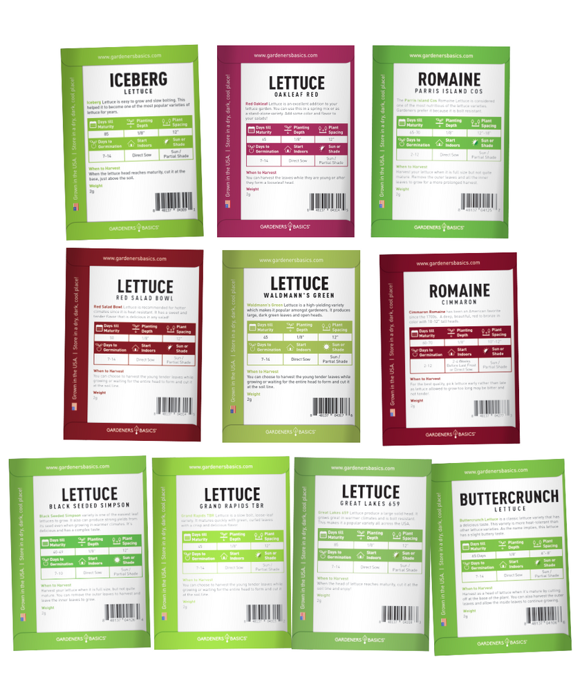 Salad Greens Lettuce Seed Assortment For Planting | 10 Variety Pack ...