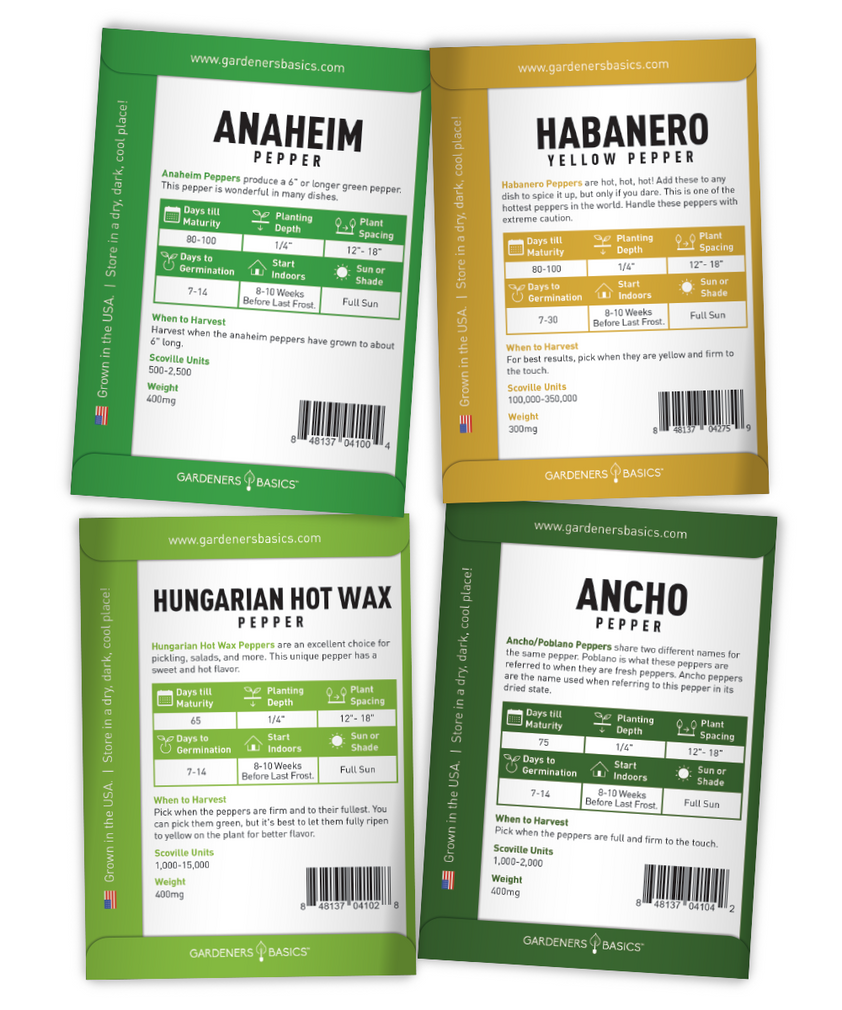 8 Pepper Seed Variety Pack – Heirloom, Non-GMO, Hot & Sweet Peppers ...