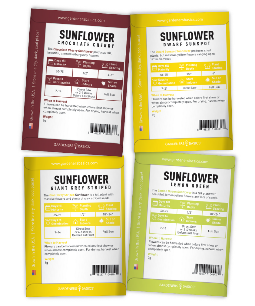 8 Sunflower Seeds Variety Pack - Heirloom, Non-GMO, Open-Pollinated ...